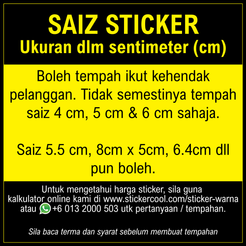 Harga Sticker ( Sticker Warna ) Terkini - Sticker Cool - Tempah Sticker ...