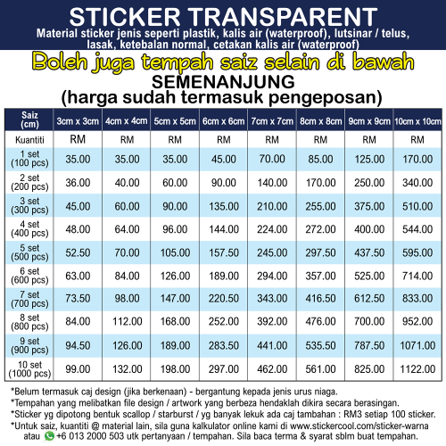 Harga Sticker ( Sticker Warna ) Terkini - Sticker Cool - Tempah Sticker ...