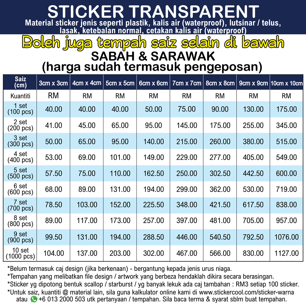 Harga Sticker ( Sticker Warna ) Terkini - Sticker Cool - Tempah Sticker ...